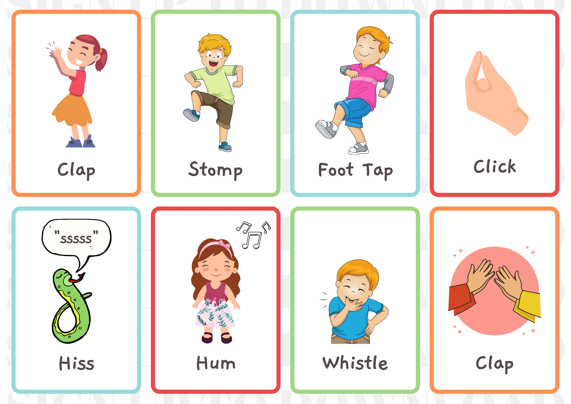 Body Percussion Flash Cards - World Music Day 2024