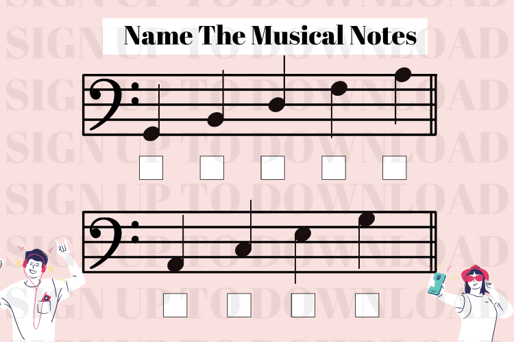 Naming The Notes - Worksheet - World Music Day 2024