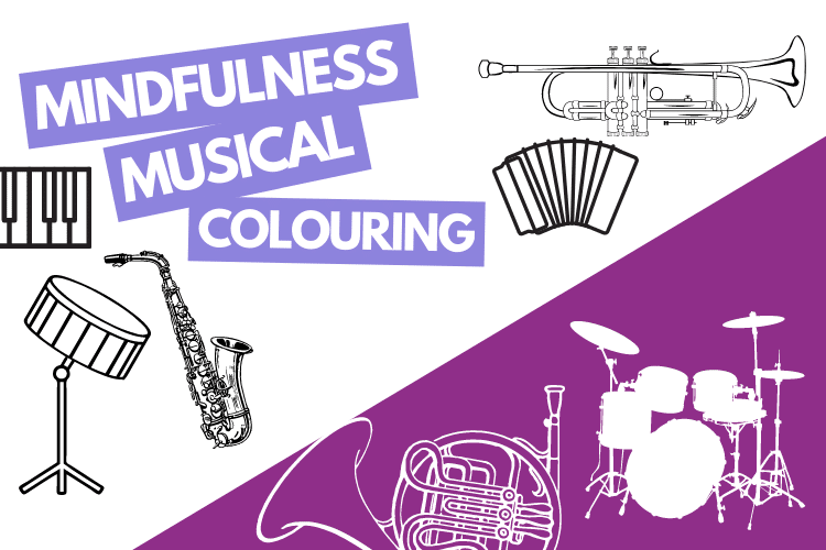 Musical Mindfulness Colouring Worksheet - World Music Day 2025