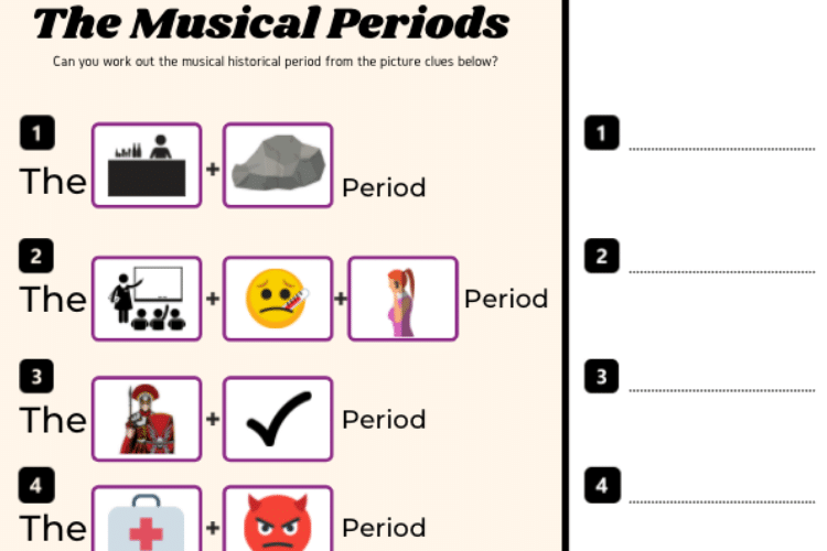The Musical Periods - Worksheet Activity - World Music Day 2025