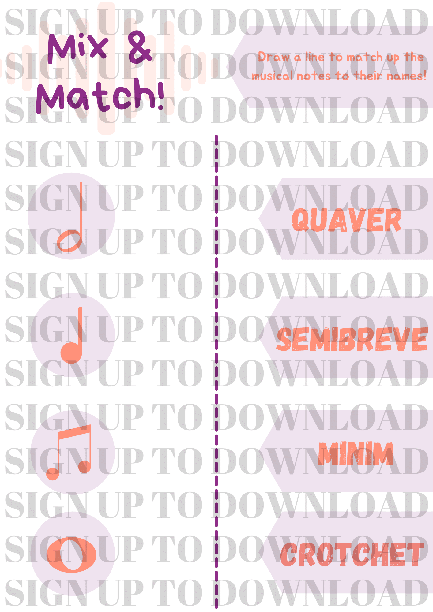 Mix & Match - Music Notation Worksheet - World Music Day 2023