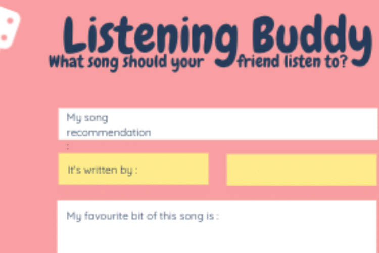My Listening Buddy - Reflection Worksheet - World Music Day 2026