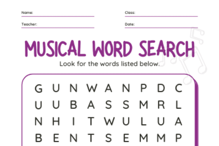 Musical Wordsearch - World Music Day 2025
